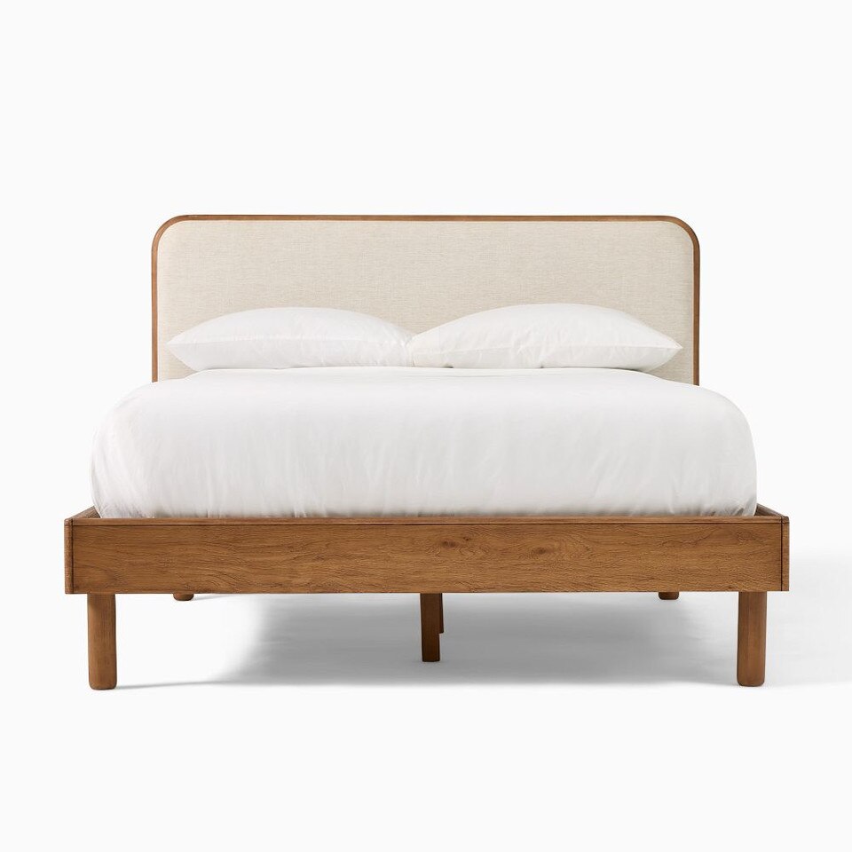 Miles Wood & Upholstered Bed - Modern Comfort & Style | West Elm UK